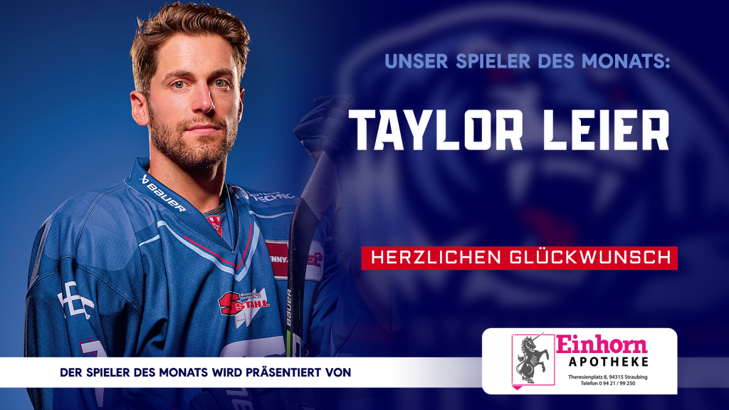 Taylor Leier ist Spieler des Monats Oktober - Straubing Tigers
