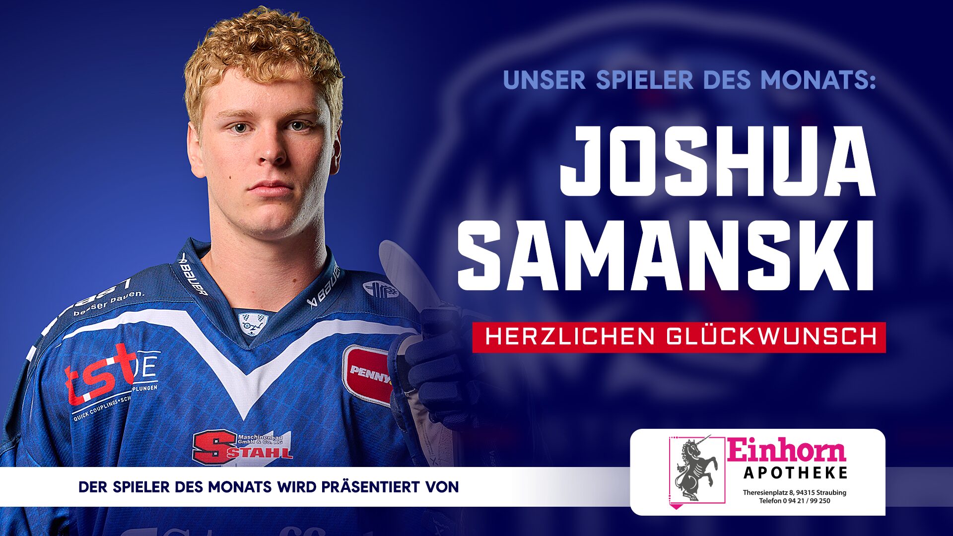Joshua Samanski ist Spieler des Monats Februar - Straubing Tigers Joshua Samanski ist Spieler des Monats Februar - Straubing Tigers